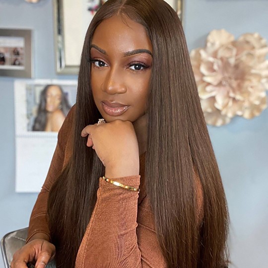 Straight Dark Brown #4 Color Lace Front Human Hair Wigs WigFever