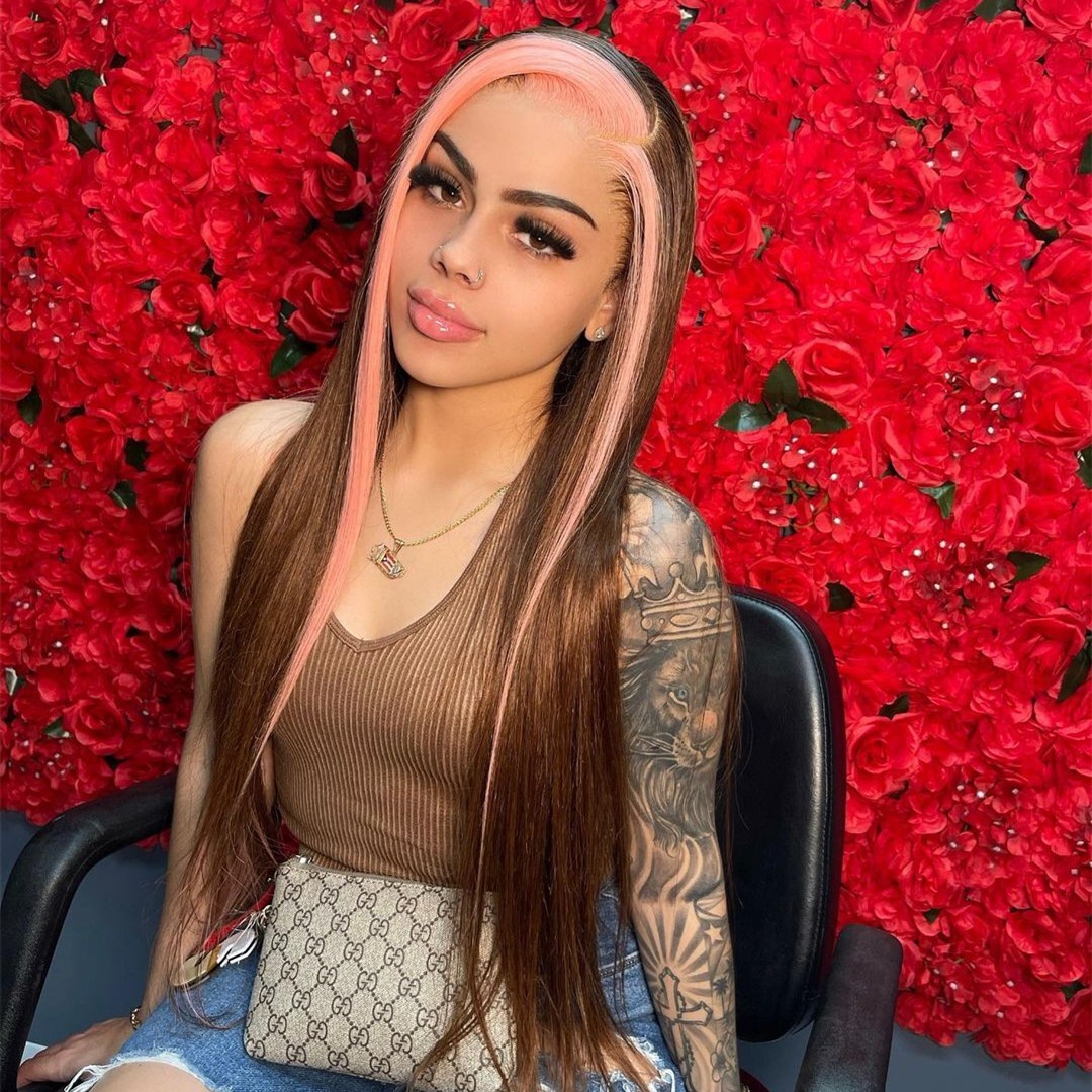 Pink And Brown Wig Neapolitan Ice Cream Color Skunk Stripe Hair ...